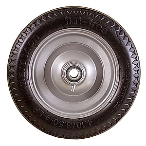 Marathon 4.10/3.50-4" Flat Free, Hand Truck / All-Purpose Utility Tire on Wheel, 2.25" Offset Hub, 3/4" Bearings