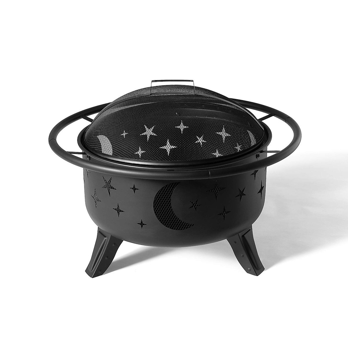Amazon Basics Moon and Star Round Wood Burning Fire Pit - 32-Inch, Black