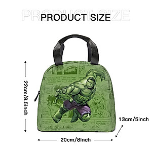 Grehge MNBVCX Green Insulated Lunch Bag Comics Lunch Box Portable Lunch Kit for Men Women Travel Picnic Beach