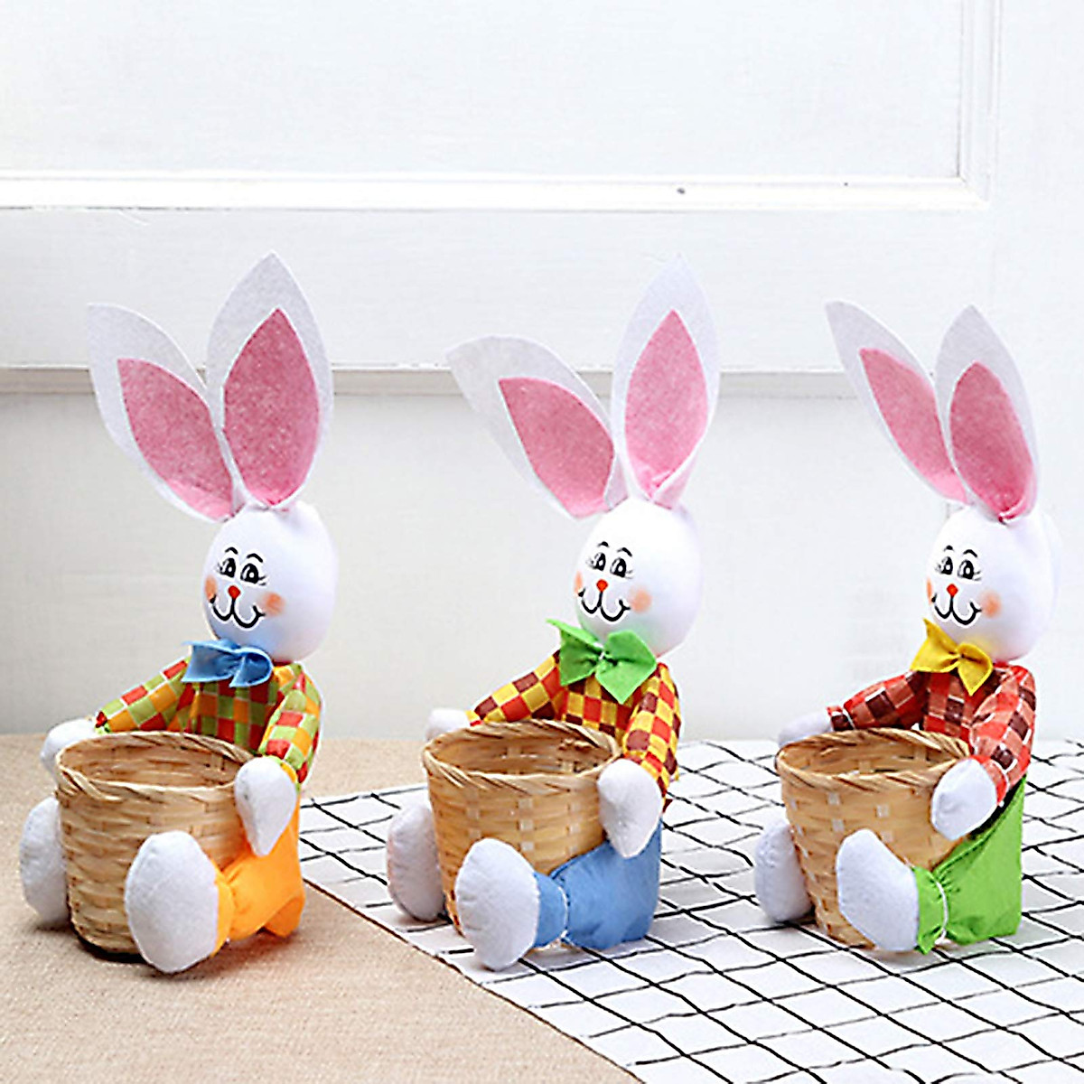 Easter Gift Baskets Empty Easter Basket for Children Easter Hamper Kids Easter Gifts Cute Bunny Easter Basket Eggs Candy Gifts Storage Rabbit Basket Easter Decoration Home Decor for Easter Day Yellow