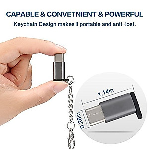 USB Type C Adapters 6 Pack Micro USB Female to USB C Male Charger Android Converter Cable Connector Keychain Adapter Fit Samsung Galaxy S10 S9 S8 Plus Note 10 10+ 9 8 LG V40 V30 G7 G6 Moto Z3 Pixel XL