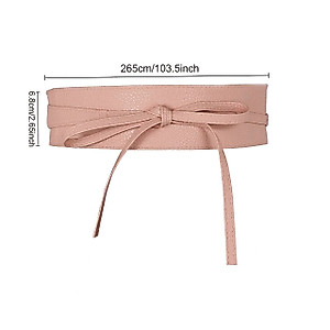Ayliss Women Soft Leather Obi Belt Self Tie Wrap Cinch Belt,Nude Pink
