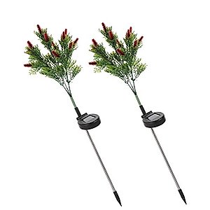 Uonlytech 2pcs Solar Christmas Lights Outdoor Figurine Light Xmas Lawn Lights Christmas Pathway Markers Pinecone Lawn Light Christmas Lights Outdoor Led Lamp Outside Lamp Solar Light Plastic