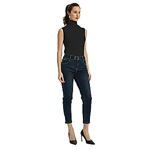 Sunfaynis Black Mock Turtleneck Sleeveless Tops for Women Soft Stretch Layering Top Shirt Turtleneck Tank Top (Black, M)