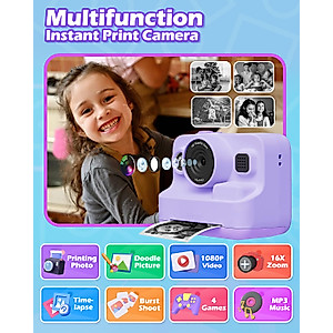 Anchioo Kids Digital Camera with 1080P Video, IPS Screen, 32GB SD Card - Christmas Gift, Age 3-12
