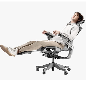 HINOMI H1 Pro 3D Lumbar Support Ergonomic Office/Gaming Chair - 5D Armrests Leg Rest Included Hybrid Mesh Relieve Back Pain, Foldable, Work from Home Office with Adjustable Headrest