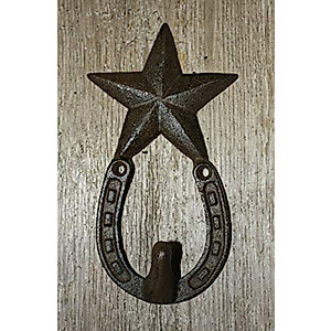 for Cast Iron Rustic Ranch Star 1 Hook Coat Hooks Rack Towel Horseshoe Home Décor Plaques & Signs