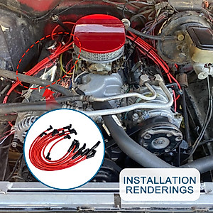 JDMSPEED New Red 10.5mm Racing Spark Plug Wires Set Replacement for Ford 5.0L 5.8L, SB SBF 302