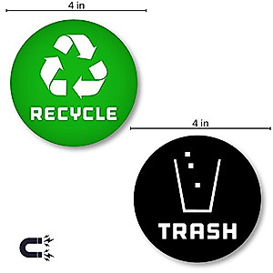 (4in x 4in) Recycle Logo and Trash can Magnetic to Organize Your Trash - for Trash cans, Garbage containers and Recycle Bins - Premium Magnetic Decal (4in x 4in, Green - Magnetic)