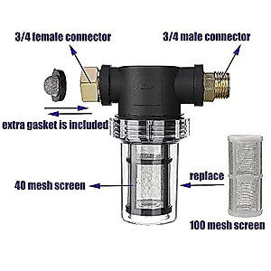 M MINGLE Garden Hose Filter for Pressure Washer Inlet Water, Garden Hose Adapter, 3/4 Inch Brass Connector