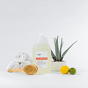 Zogics 3-in-1 Body Wash – Body Soap, Shampoo, and Hand Soap Liquid Refill All-in-One, Hydrating Plant-Based Formula, Refreshing Citrus + Aloe Scent (4 Gallons/Case)