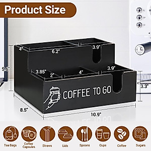 ugiftt Coffee Bar Organizer Countertop Coffee Station Organizer, Wood Coffee Cup Dispenser Lid Holder for Counter, Disposable Cup Holder Wall Mount, Farmhouse Coffee Bar Accessories and Organizer