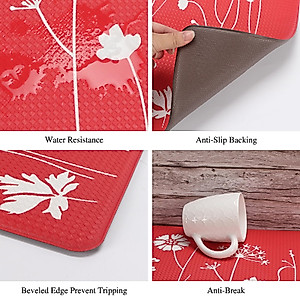 Rempry Kitchen Rug Anti Fatigue, Non Skid Cushioned Comfort Standing Kitchen Mat Waterproof and Oil Proof Floor Runner Mat, Easy to Clean, 17"x59", Red