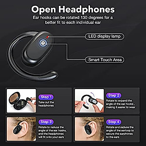 CNIOEPL Open Ear Headphones, Bluetooth 5.3 Wireless Headphones with 130 Degree Adjustable Earhooks, Noise Cancellation Headphone with Charging Case, Waterproof Open Ear Earbuds for Workout