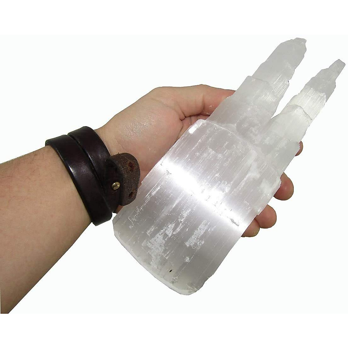 CircuitOffice Selenite Twin Tower Skyscraper, Selenite Mountain, 6" Selenite Twin Points for Healing, Positive Energy, Meditation, Protection, Powers, Decoration or Gift