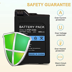 JDIRLDL PSP-S360 Battery High Capacity Quality Real 6500mAh 3.6V Lithium Ion Rechargeable Battery Pack Replacement for PSP 2000/PSP 3000,PSP Lite,PSP Slim,PSP-S110 Console