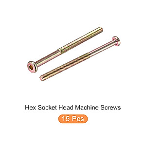 METALLIXITY Hex Socket Head Machine Screws, (M6x90mm) 15Pcs, Carbon Steel Half Thread Screws - for Machinery, Furniture, DIY