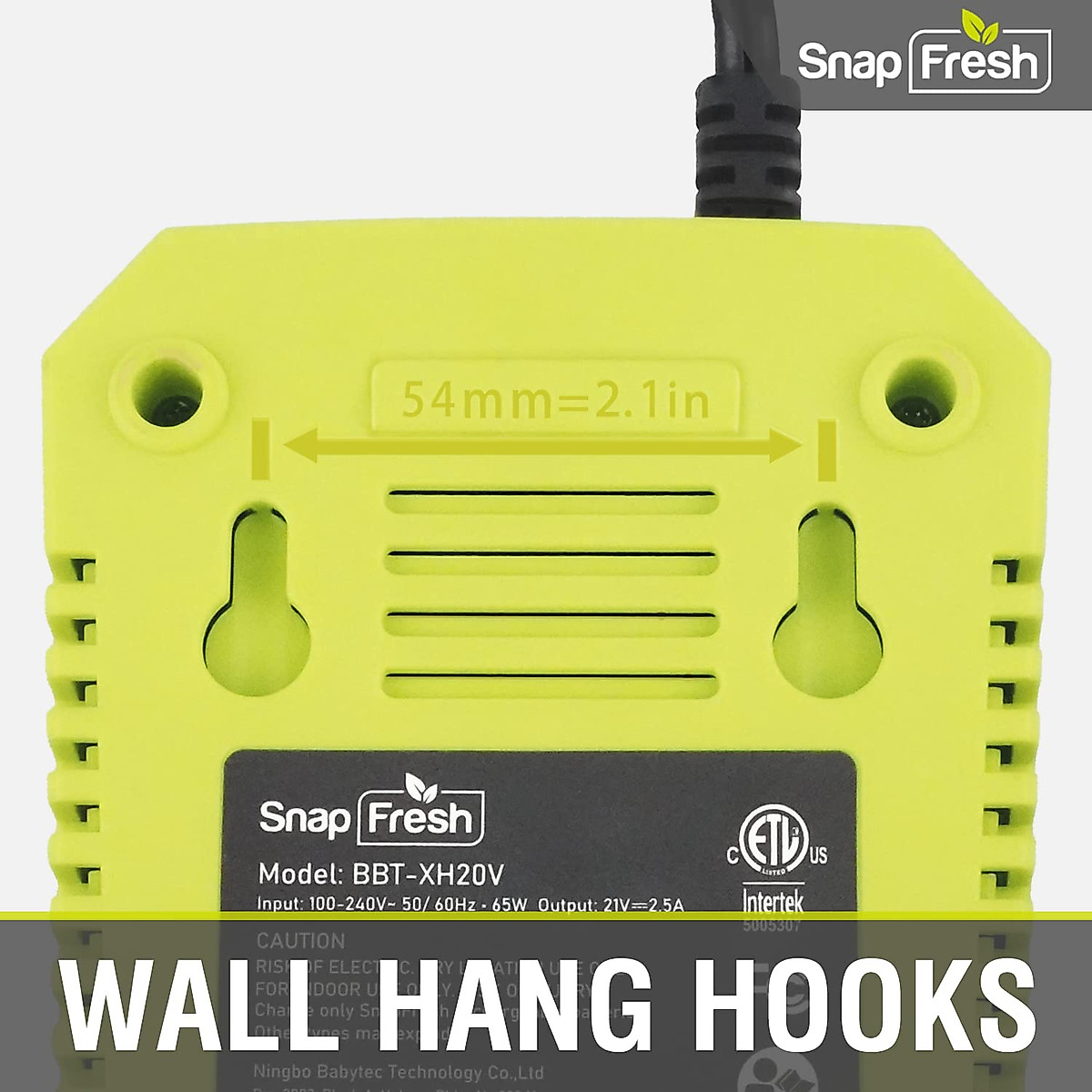SnapFresh 20V Battery Fast Charger (BBT-XH20V), Work with SnapFresh Batteries of BBT-DC20A & BBT-DC40A