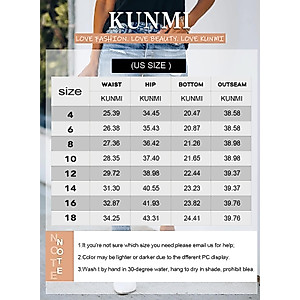 KUNMI Women's Mid Waisted Skinny Ripped Jeans Slim Fit Distressed Stretchy Denim Pants, 6, M002-blue