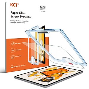 KCT Paperfeel Glass Screen Protector Compatible with iPad 9th Generation/iPad 8th Generation/iPad 7th Generation (iPad 10.2 Inch), Auto-Alignment Tool, Tempered Glass, EZ Kit