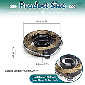 MroMax 3Pcs Drill Press Spring, 0.03" x 0.31" x 39.37" Quill Spring Feed Return Coil Spring Assembly, 0.8 x 8 x 1000mm Drill Press Spring Spring Steel Chemical Blackening Finish