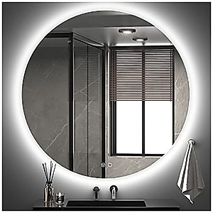 Keonjinn 36 Inch Backlit Mirror Bathroom LED Round Mirror 3000K/4500K/6000K Large Lighted Vanity Mirror Circle Mirror with Lights Dimmable Wall Mounted LED Bathroom Mirror Anti-Fog Makeup Mirror