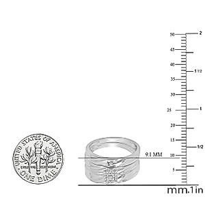 Dazzlingrock Collection 0.15 ctw Round White Diamond Halo Style Trio Ring Set in 925 Sterling Silver, Women Size 8 & Men Size 11