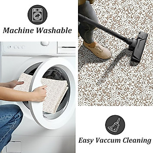 Area Rugs 3x5 Bedroom Rugs Washable Non-Slip Rubber Backed Farmhouse Cotton Woven Throw Rugs Low Pile Floor Carpet Bohemian Indoor Rug for Entryway, Kitchen, Living Room, Tan Cream