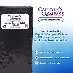 Premium 83190 Replacement Carbon Pre Filters (4 Pack) Pre-Cut for Sears/Kenmore Model 83250, 85250, 83395