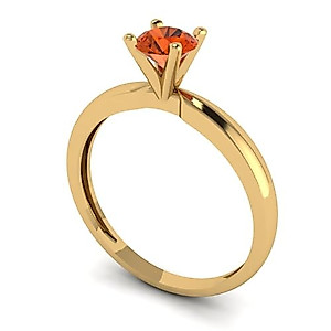 Clara Pucci 0.50ct Round Cut Solitaire Red Simulated Diamond Wedding Bridal Designer Anniversary Engagement Ring in Real 14k Yellow Gold