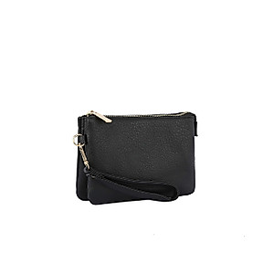 Handbag Republic SHOULDER BAGS WRISTLET CLUTCH HANDBAGS CONVERTIBLE TO CROSSBODY ((TD-0003)(TD-0004)) (Black (TD-0003))