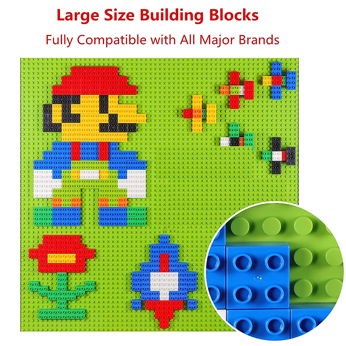 burgkidz Big Building Block Set - 214 Pieces Toddler Educational Toy Classic Large Size Building Block Bricks - 13 Fun Shapes and Storage Bucket - Compatible with All Major Bulk Bricks Set