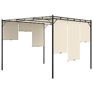 Garden Gazebo with Side Curtain,Outdoor Gazebo,Hardtop Gazebo,Patio Gazebo,Backyard Gazebo,Camping Gazebo,for Barbeque, Patio, Deck,Garden Party,Markets,118.1"x118.1"x88.6" Cream