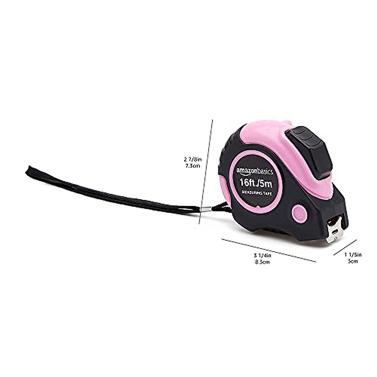 Amazon Basics Tape Measure - 16 Feet, Pink