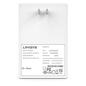 Linksys WHW0101P Velop Mesh WiFi Extender: Wall Plug-in, Wireless Range and Speed Booster for Velop Mesh Wi-Fi System, Single Outlet (White)