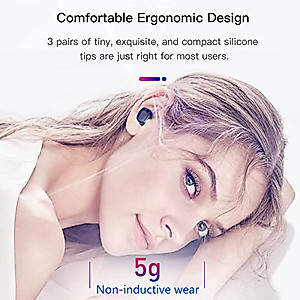 KENKUO Wireless Earbuds for Small Ear Canals, only 3g Light Weight, IPX6 Waterproof Bluetooth Ear Buds, Fast Charging Case, Wireless Earphones Compatible with Apple & Android, Purple