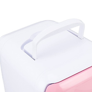Mumusuki Mini Fridge, 4 Liter ABS Partition Detachable Portable Cooler and Warmer Car Fridge Personal Refrigerator for Skin Care, Cosmetics, Beverage, Food, Great for Bedroom, Office, Car, Dorm(Pink)