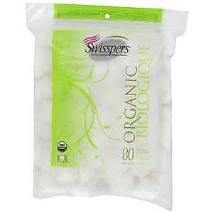 Swisspers Organic 100% Natural Organic Cotton Balls, 80-Count Bag
