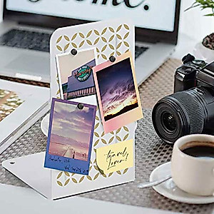 Acrimet Metal Bookends Design Series (Heavy Duty) (White Bookend with Gold Design) (1 Pair Pack)