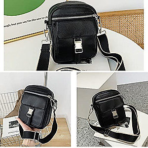 Crossbody Bags for Women Small Shoulder Handbags Soft PU Leather Cross Body Purse Casual Crossover Phone Messenger Bags(Quilted Crossbody Bags for Black)