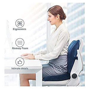 HHWKSJ Memory Foam Seat Cushion and Lumbar Back Cushion Combo - Gel Infused and Ventilated - Ergonomic Design for Coccyx and Tailbone - for Office Chairs and Car Seats