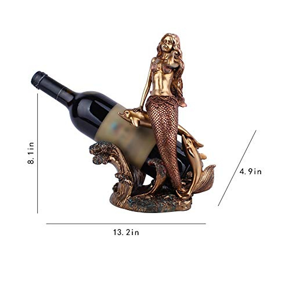 Kelendle Resin Single Wine Holder Women Wine Bottle Holders Countertop Wine Rack Creative Wine Display Rack Modern Tabletop Wine Racks Home Decor Ornaments Crafts for Living Room(Mermaid)