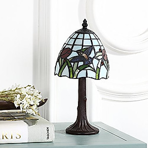 JONATHAN Y JYL8014A Hummingbird Tiffany-Style 12" LED Table Lamp Tiffany,Traditional for Bedroom, Living Room, Office, College Dorm, Coffee Table, Bookcase, Bronze