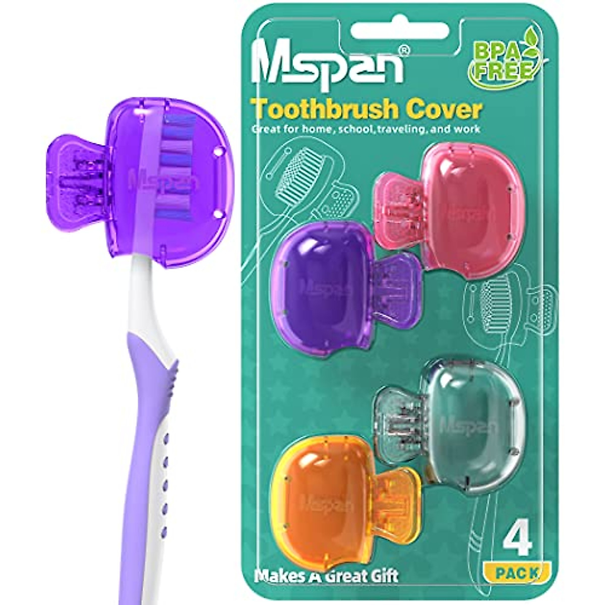 Mspan Electric Toothbrush Head Cover: Sonic Toothbrush Cap Travel Protector Plastic Brush Pod Protection Clip Case Value Pack