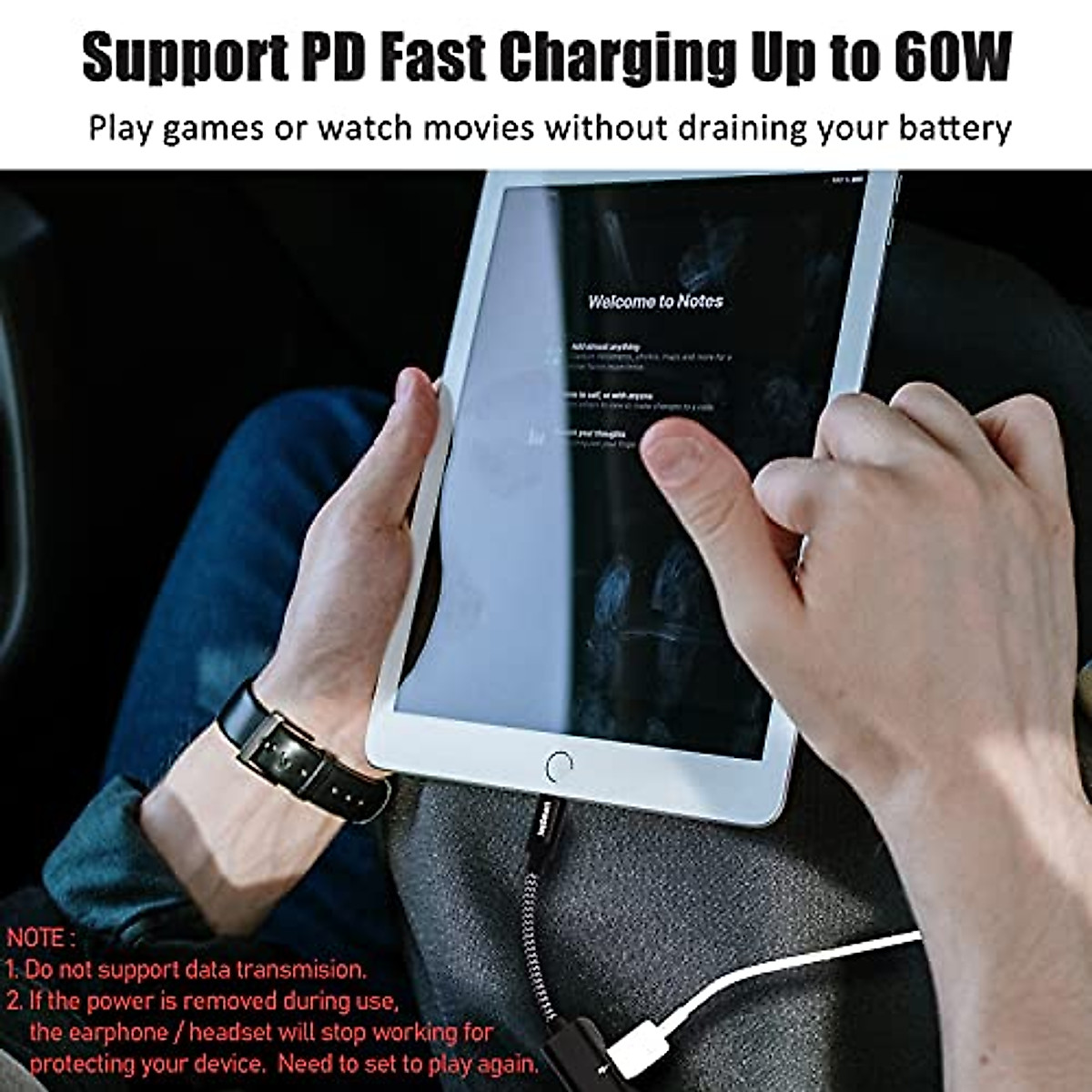 JaySmart USB-C to 3.5mm Headphone and Charger Adapter, 2-in-1 Type-C to 3.5mm Audio Jack Charging Port Aux Cable Compatible with Samsung Galaxy S22/S22+/S21/S20/Z Fold3/Note 20 Ultra/10 Plus