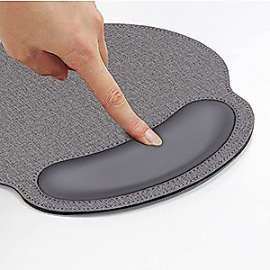 RICHEN Ergonomic PU Leather Mouse Pad with Wrist Support,Comfort Memory Foam,Waterproof Surface，Non- Slip Rubber Base for Computer Laptop & Mac,Lightweight Rest for Home,Office & Travel (Grey)