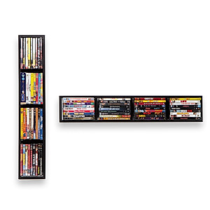 YouHaveSpace CD DVD Storage Shelf for Wall, 34 Inch Cube Storage Media Shelf and Video Game Organizer, Metal Black Wall Shelf