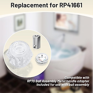 Shower Handle Replacement Assembly for RP41661,Shower Knob Replacement Compatible with Delta and Peerless Single Handle Tub Faucets,Universal Shower Handle Replacement,Clear Acrylic