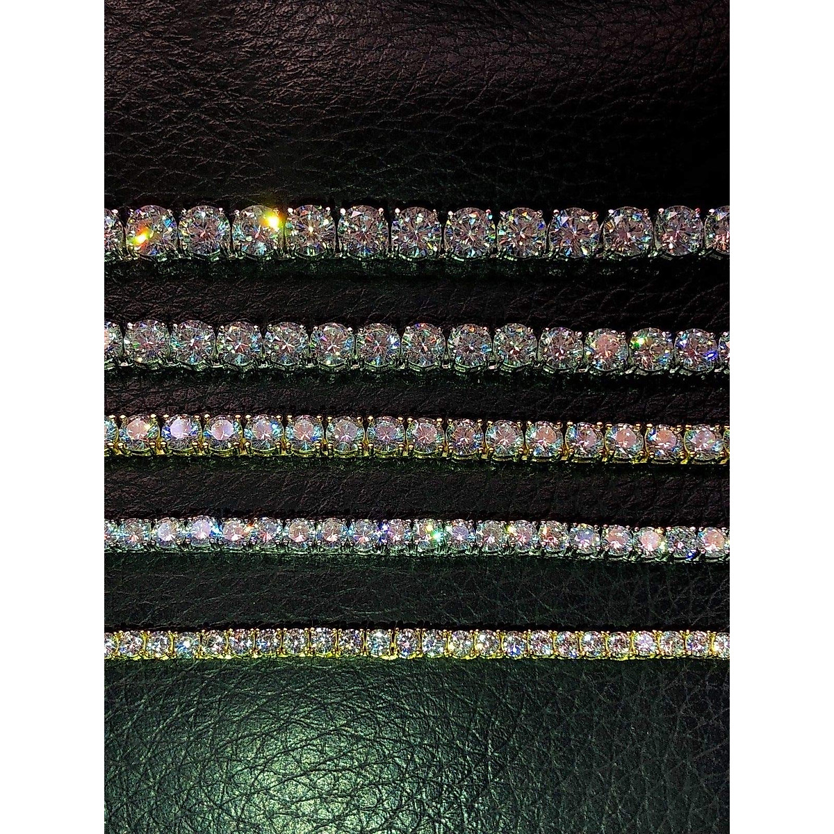 HarlemBling Real Solid 925 Sterling Silver Mens Or Womens Tennis Bracelet - 14k Yellow & Rose Gold Finish Over Solid 925 Silver - 3-6mm - 6-9" Iced Out One Row Bracelet (6, 3mm Silver)