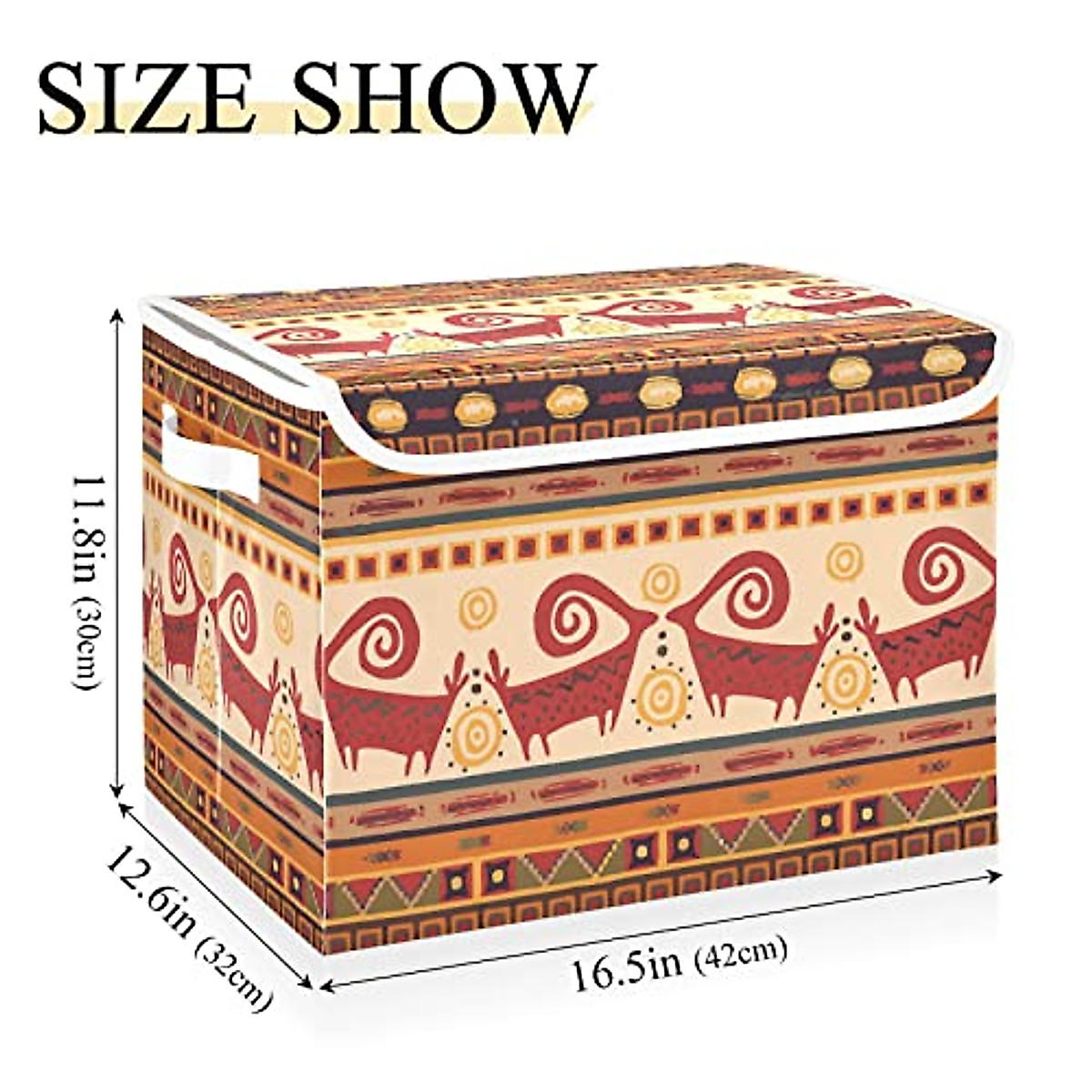 Room Storage Bins with Lids Storage Baskets for Fabric Persian Carpet Tribal Texture Photo Organizing 12x12x16